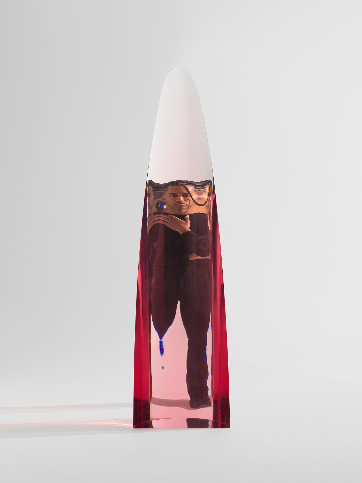 Untitled, (cylindrical lens), 2022 cast polyurethane, 108 x 30 x 14 1/2 ...