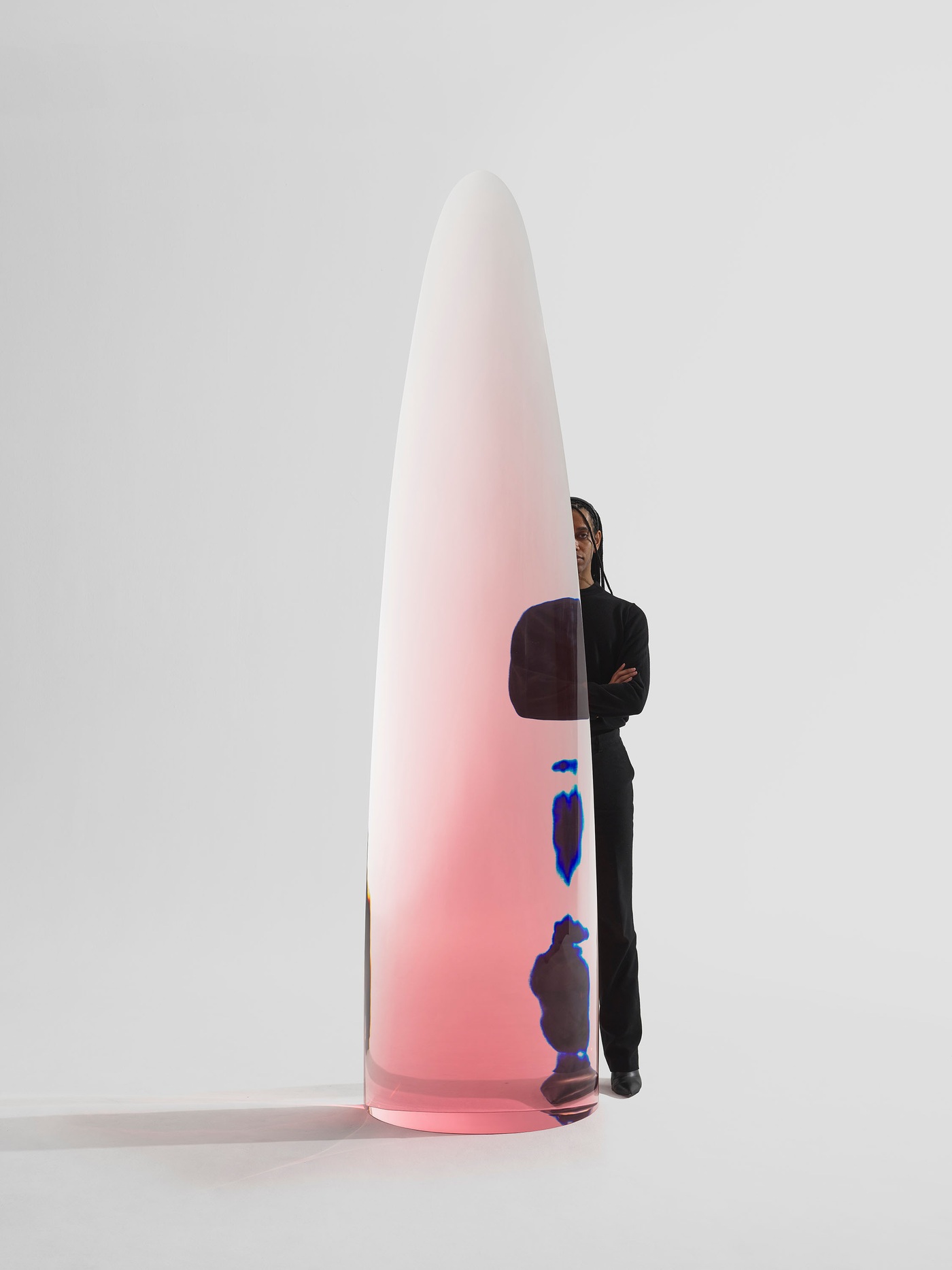 Untitled, (cylindrical lens), 2022 cast polyurethane, 108 x 30 x 14 1/2 ...